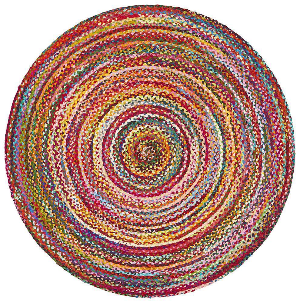 Costa Hand Braided Cotton Round Multi Colour Rug – Pretty Little Rugs