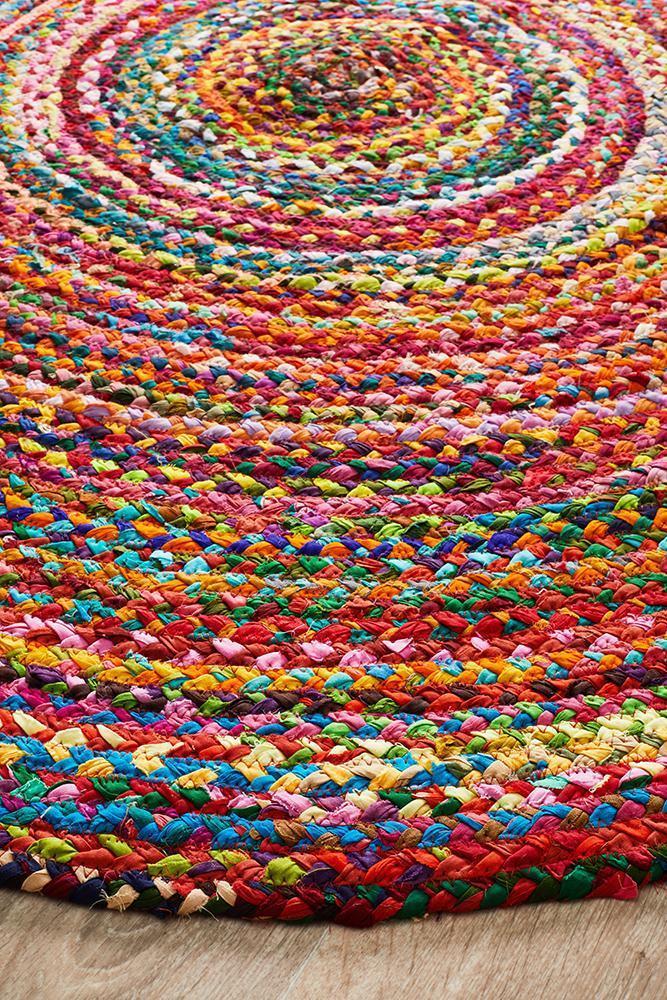 Costa Hand Braided Cotton Round Multi Colour Rug – Pretty Little Rugs